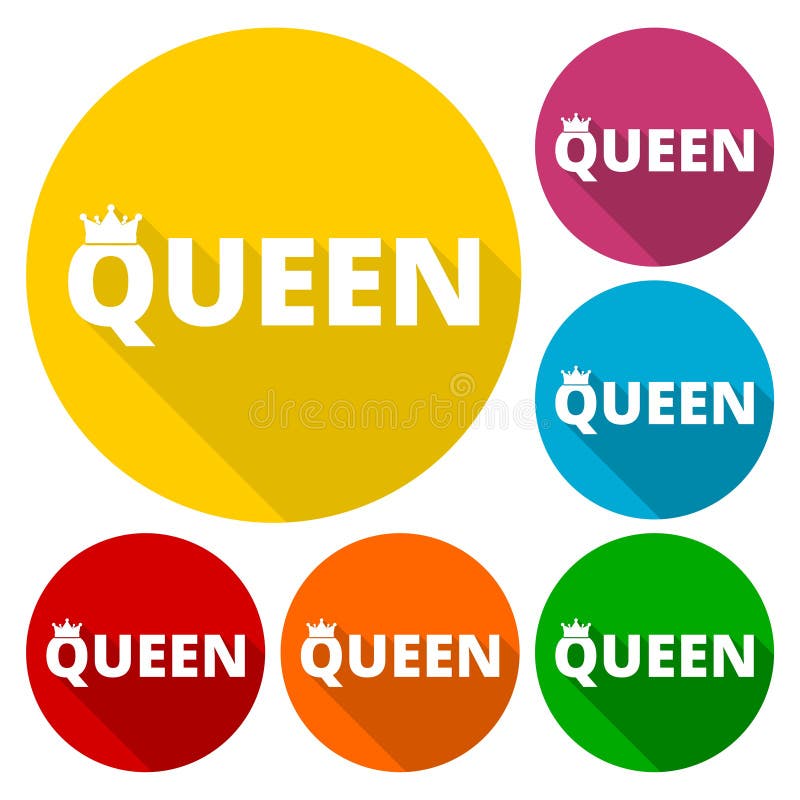 Queen Icon with Long Shadow Stock Vector - Illustration of gold ...