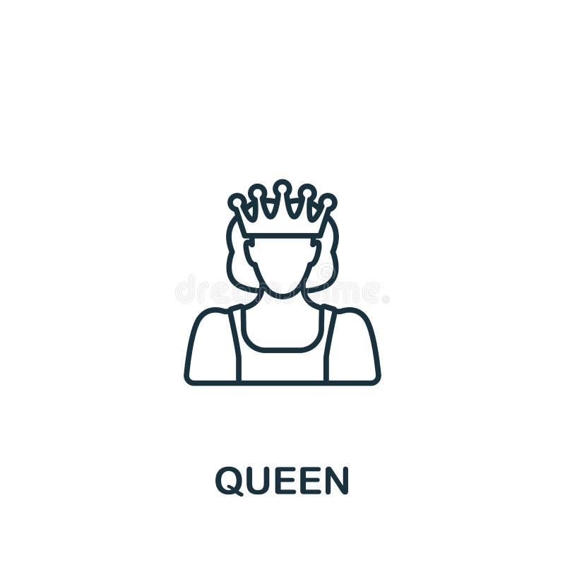 Queen Icon. Monochrome Simple Line Game Element Icon for Templates, Web ...