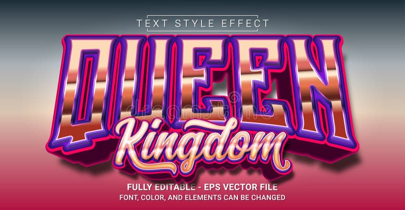 Queen Kingdom Text Style Effect. Editable Graphic Text Template Stock ...