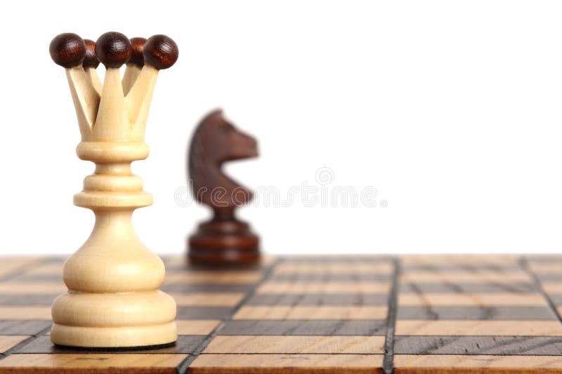 Queen and Knight on Chessboard Stock Photo - Image of isolated, black ...