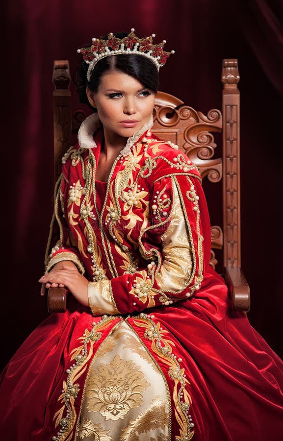 Queen in a medieval castle stock photo. Image of gems - 92039708