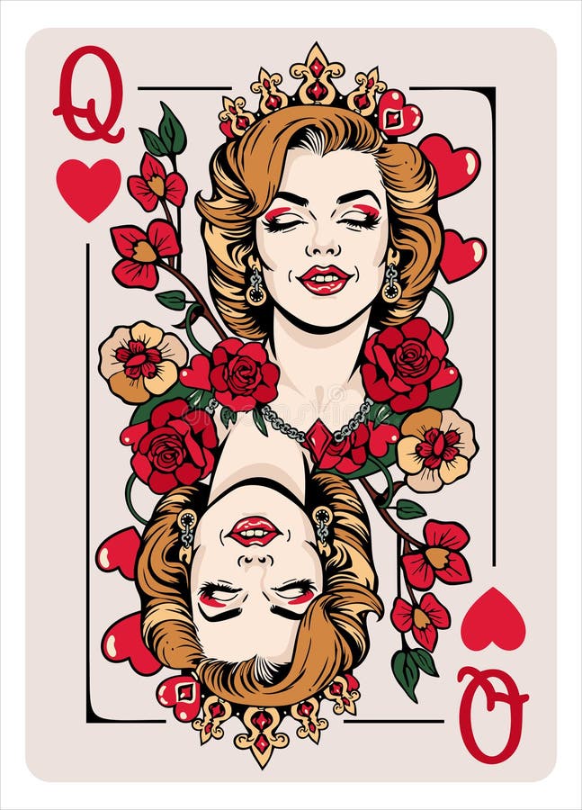 Queen of Hearts. Playing Card Vector Stock Vector - Illustration of ...