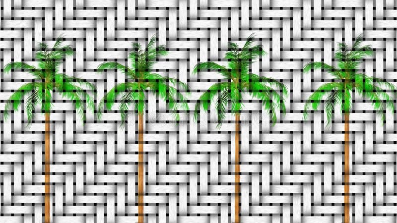 Queen Palm Tree Grid Art Botanical 3D Stock Illustration - Illustration ...