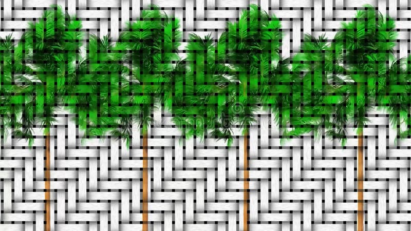 Queen Palm Tree Grid Art Botanical 3D Stock Illustration - Illustration ...