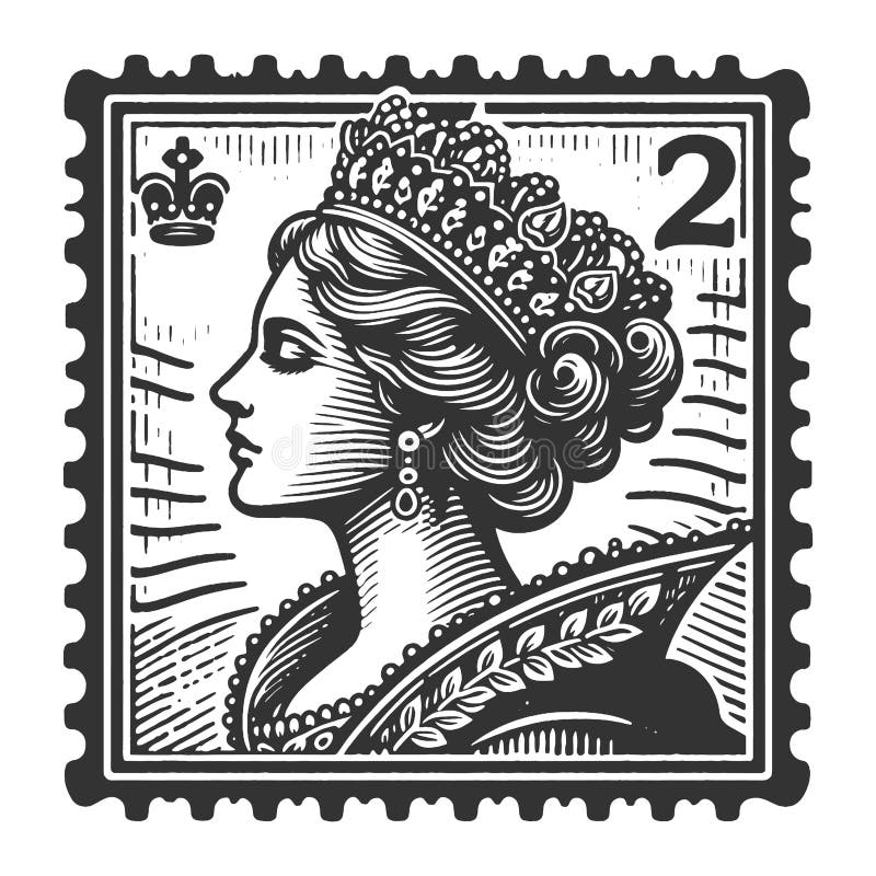 Queen Postage Stamp Engraving Vector Illustration Stock Illustration ...