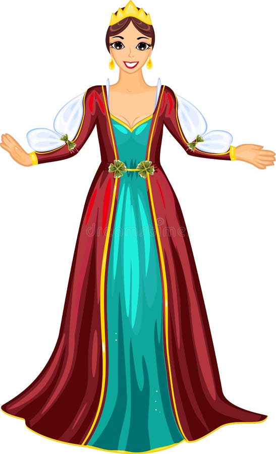 Queen in red dress stock vector. Illustration of graphic - 57704287