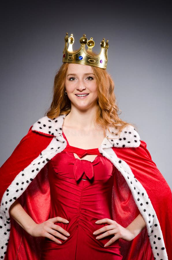 Queen in red dress stock image. Image of authority, humorous - 41222989