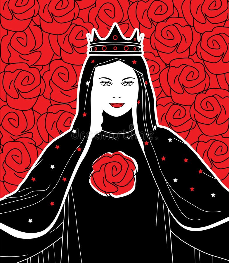 Queen with red roses stock vector. Illustration of coat - 61423374