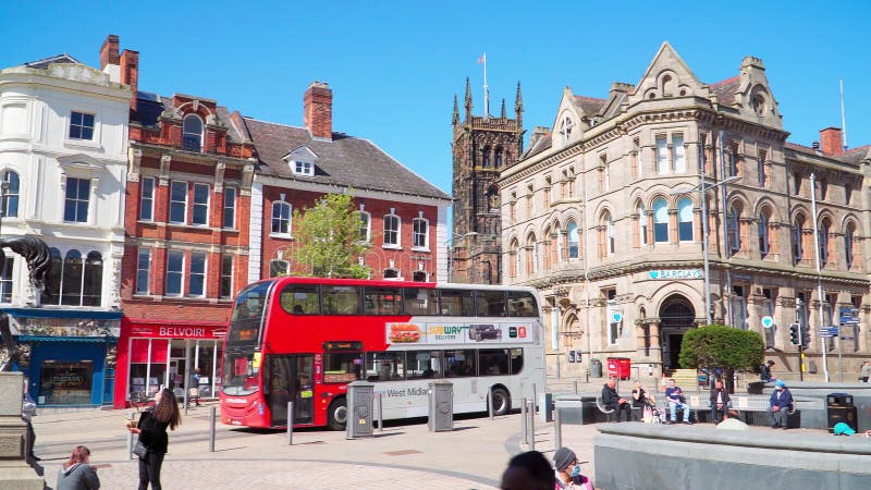 Queen Square in Wolverhampton. People Walk and Relax. Stock Footage ...