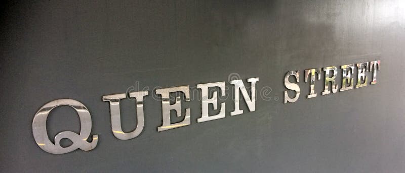 Queen Street Sign with Shiny Letters Stock Photo - Image of information ...