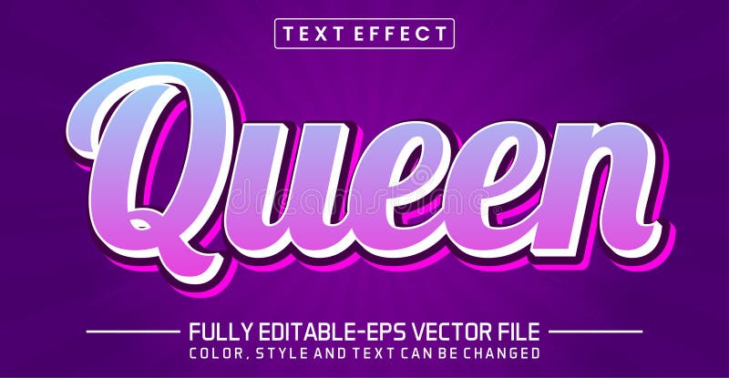 Queen Text Editable Style Effect Stock Vector - Illustration of bold ...