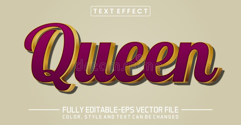 Queen Text Editable Style Effect Stock Illustration - Illustration of ...