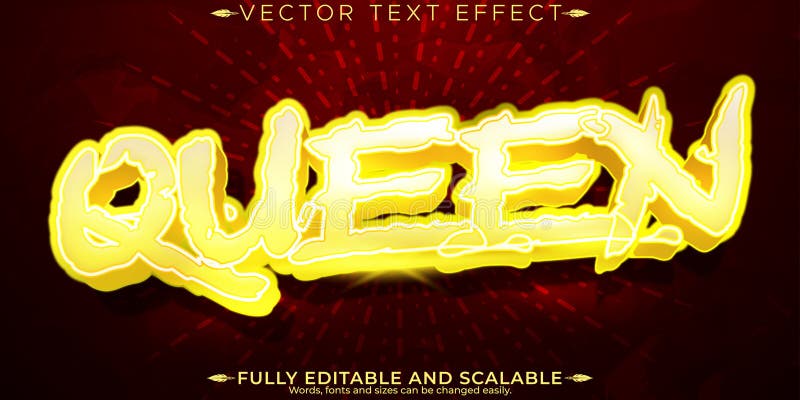 Queen Text Effect, Editable Neon and Shiny Text Style Stock Vector ...