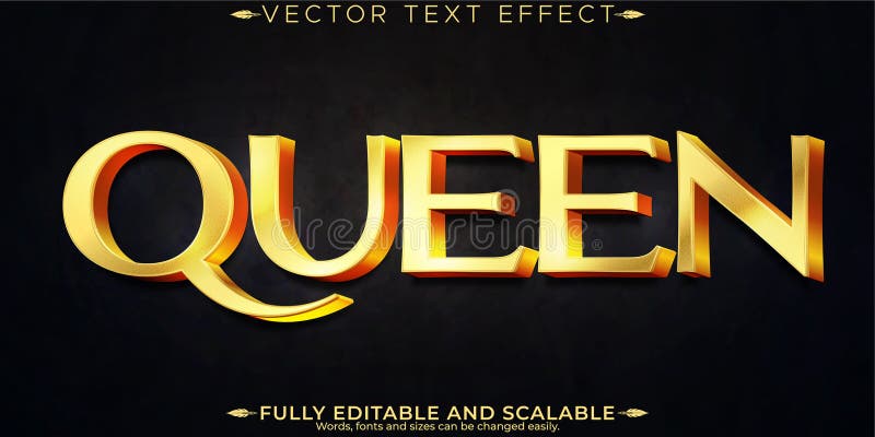 Queen Text Effect, Editable Royal and Gold Text Style Stock Vector ...