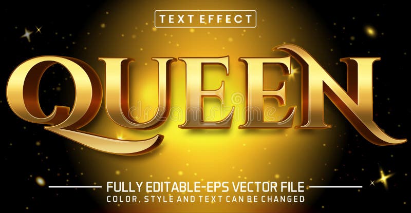 Queen Text Effect, Shiny Style Editable Text Effect Stock Vector ...