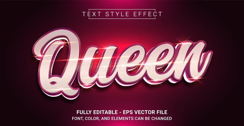 Queen Text Style Effect. Editable Graphic Text Template Stock Vector ...