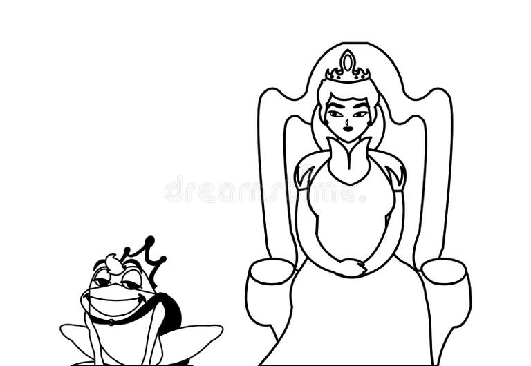Queen on Throne with Toad Prince Characters Stock Illustration ...