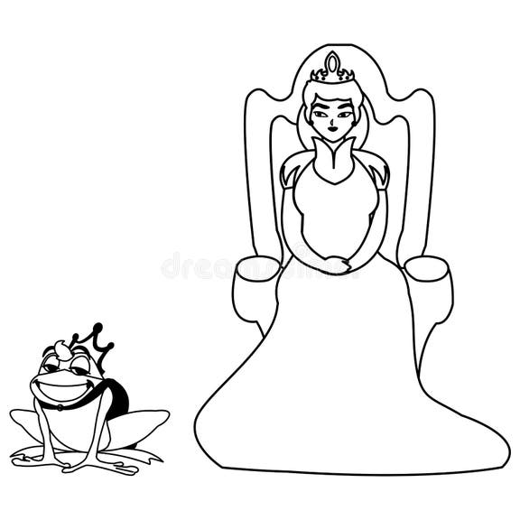Queen on Throne with Toad Prince Characters Stock Illustration ...