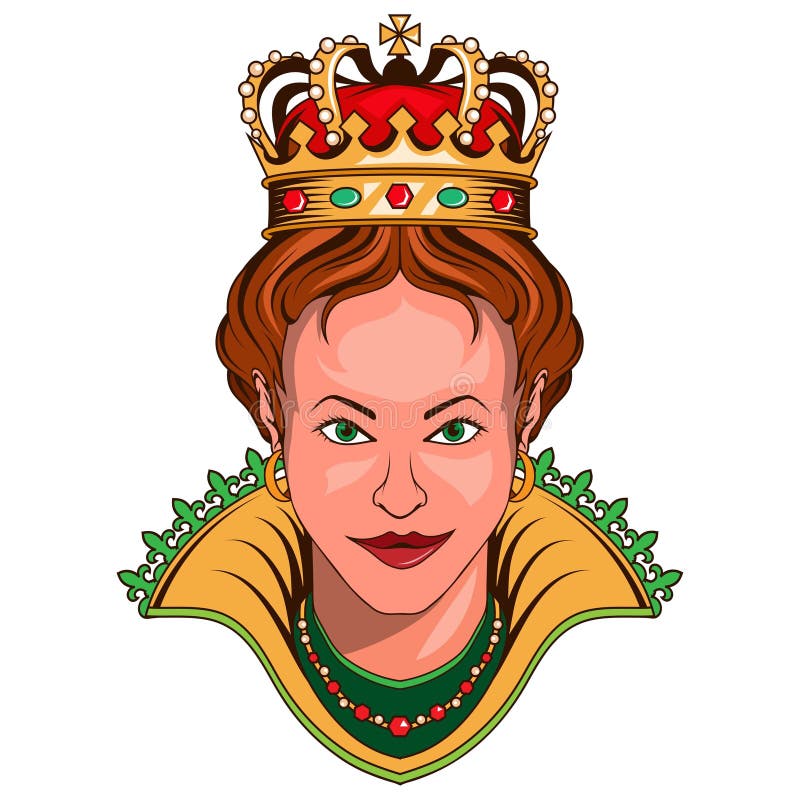 Queen. Vector Illustration of a Women Dressed Like a Queen in a Crown ...