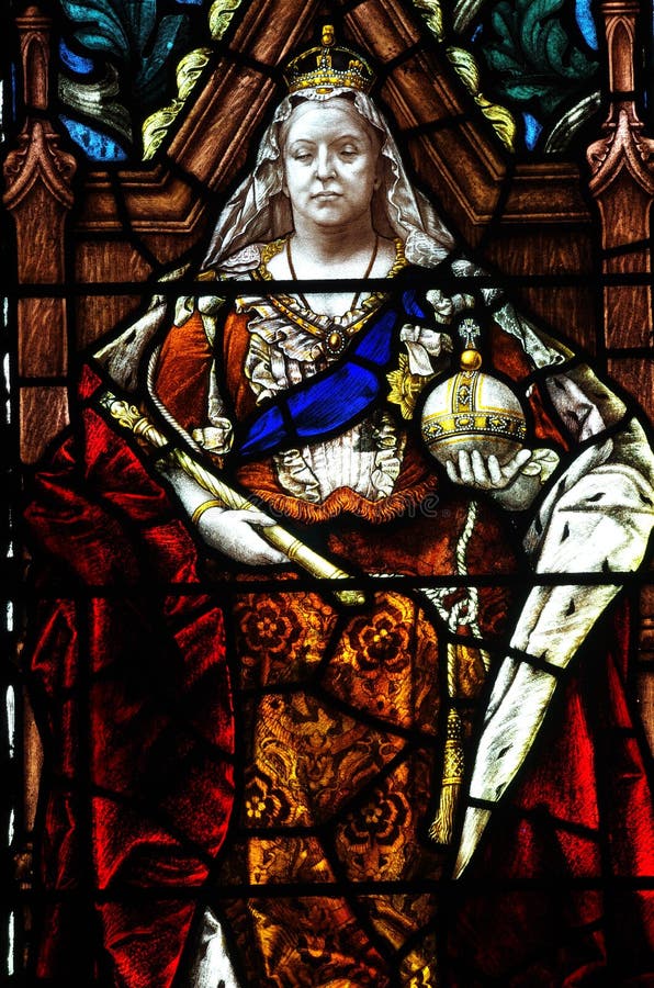 Queen Victoria in Stained Glass Stock Image - Image of crown, england ...