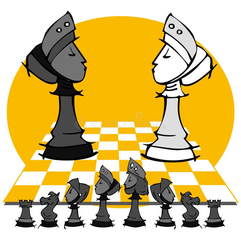2 Queens: Chess Game, Cartoon Stock Vector - Illustration of ...