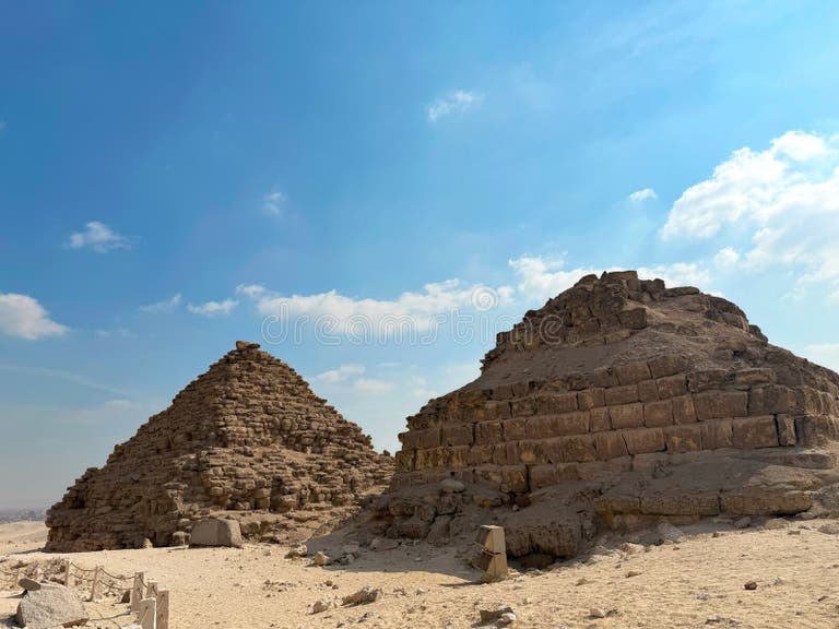 Queens Pyramids Menkaure Complex Stock Photo - Image of rock, wood ...