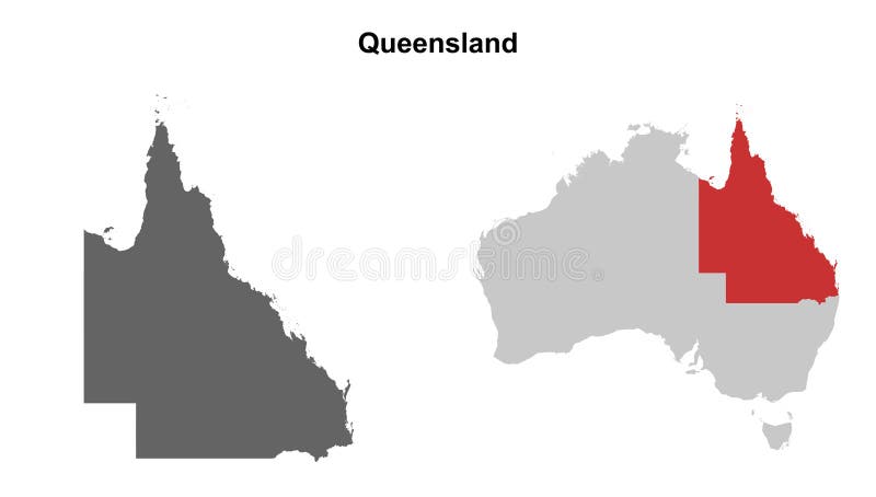 Queensland outline map stock illustration. Illustration of blank ...