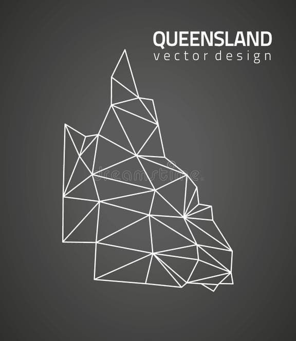 Queensland Dark Vector Contour Triangle Perspective Map Stock Vector ...