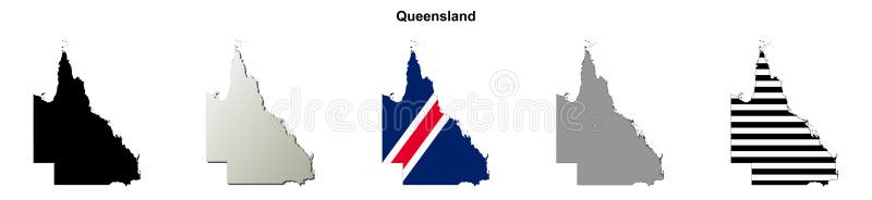 Queensland outline map stock vector. Illustration of empty - 385536797