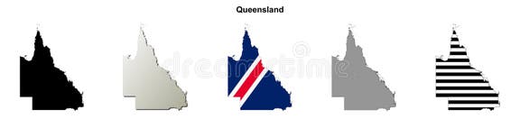 Queensland outline map stock vector. Illustration of empty - 385536797