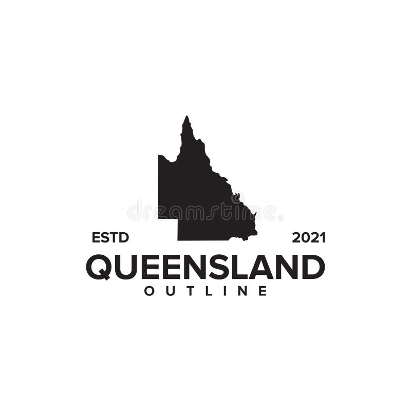 Queensland Outline Map Logo Design Template Stock Vector - Illustration ...