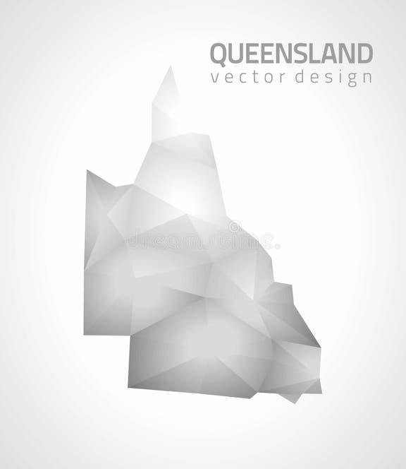 Queensland Polygonal Triangle Grey and Silver Vector Map Stock Vector ...