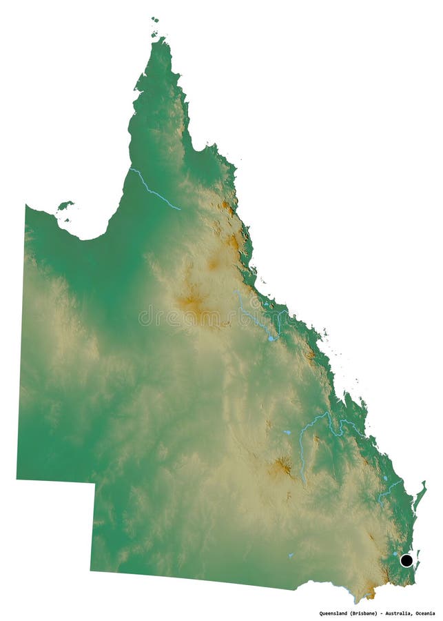 Queensland, State of Australia, on White. Relief Stock Illustration ...
