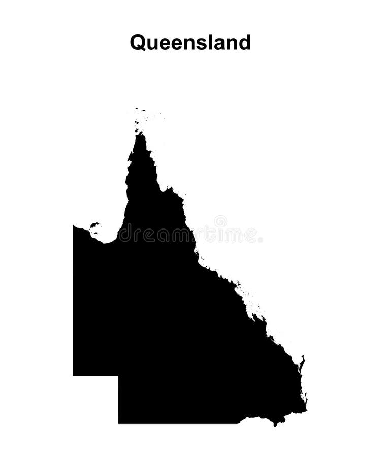 Queensland outline map stock vector. Illustration of isolated - 360327227