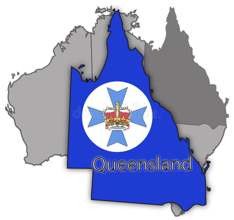 Queensland Territory and Flag Stock Illustration - Illustration of ...