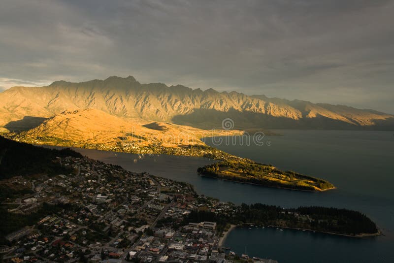 Queenstown at Sunset, New Zealand Stock Photo - Image of famous ...