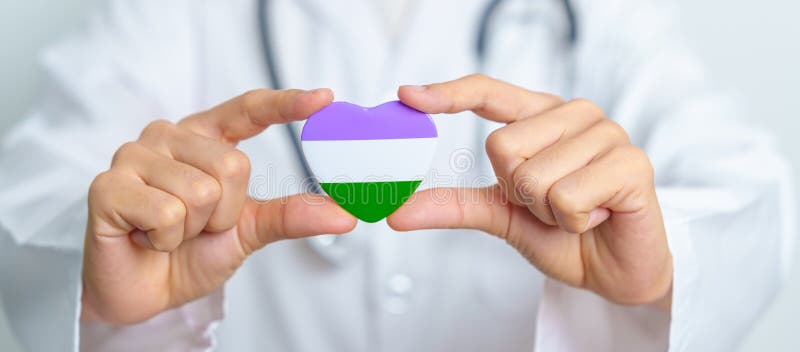 Pride Day And Lgbt Pride Month Concept Doctor Hand Holding Purple