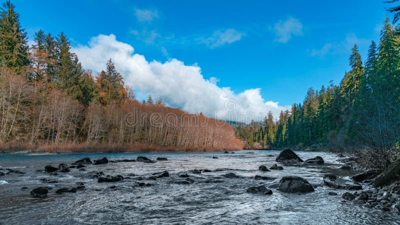 Queets River Late Afternoon Stock Image - Image of landscape, lake ...