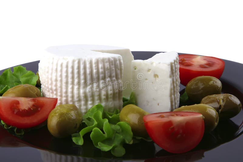 Queijo De Feta Macio Com Azeitonas Do Tomate Foto de Stock - Imagem de ...