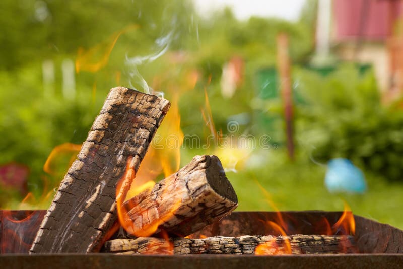 Quema De Madera En Un Asador Natural. Foto de archivo - Imagen de ...