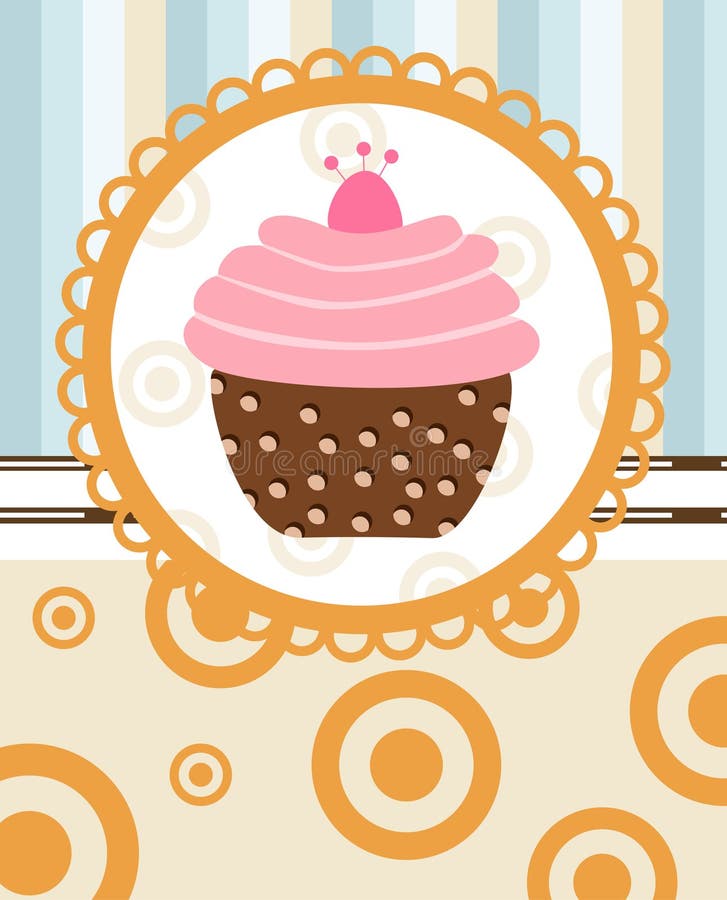 Quadro Do Vintage Com Queque Ilustração do Vetor - Ilustração de mola ...