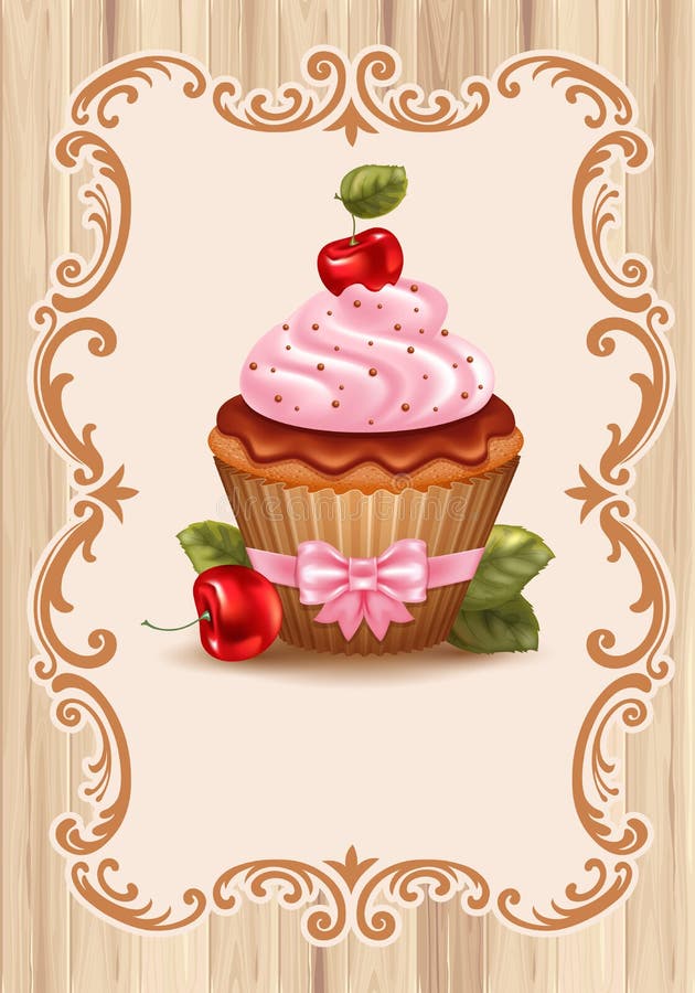 Quadro Do Vintage Com Queque Ilustração do Vetor - Ilustração de mola ...