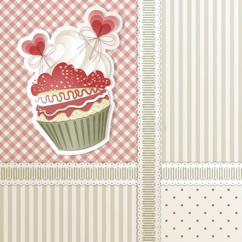 Quadro Do Vintage Com Queque Ilustração do Vetor - Ilustração de mola ...