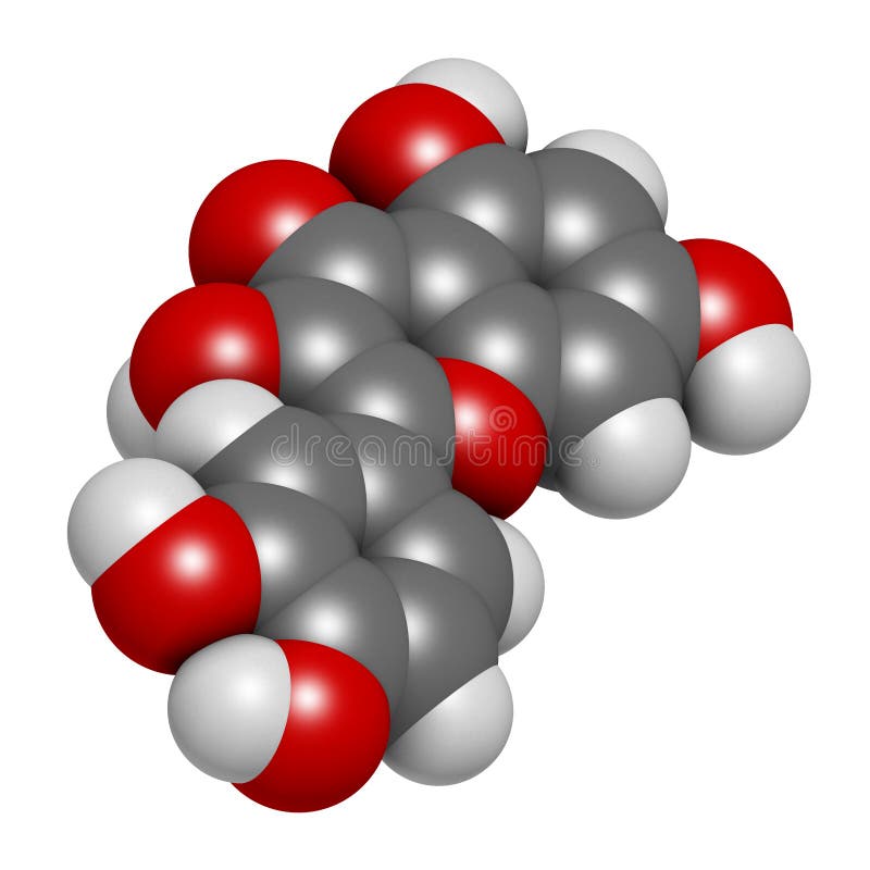 Quercetin Plant Molecule. Atoms are Represented As Spheres with ...
