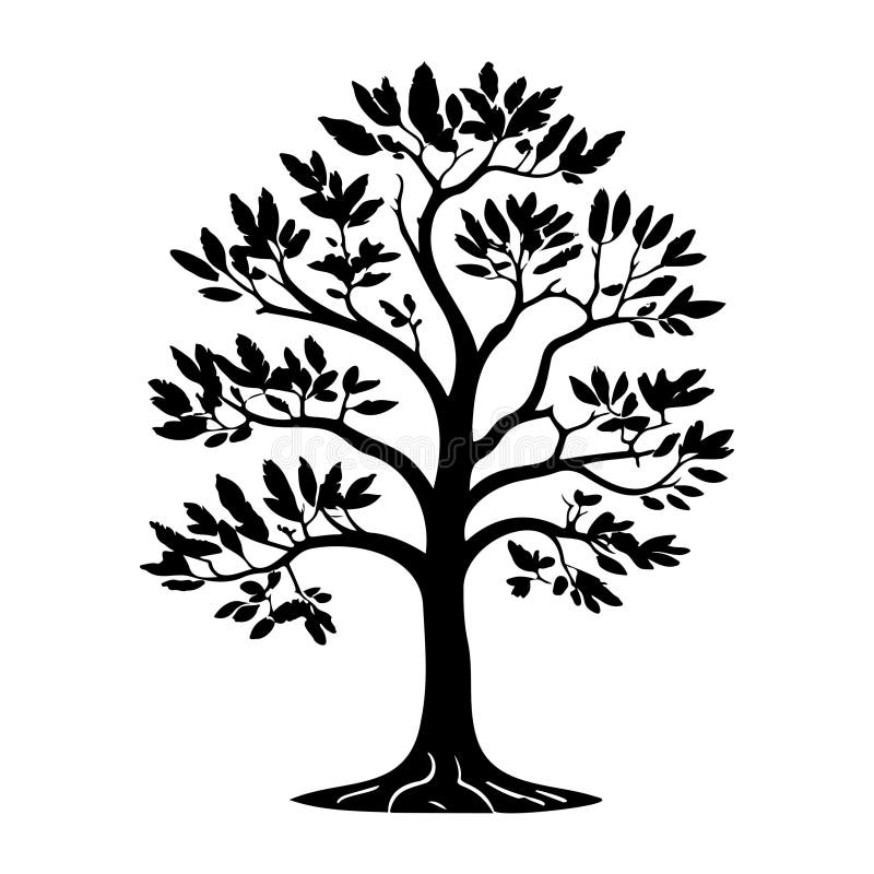 Quercus Icon Hand Draw Black Colour Tree Logo Symbol Perfect Stock ...