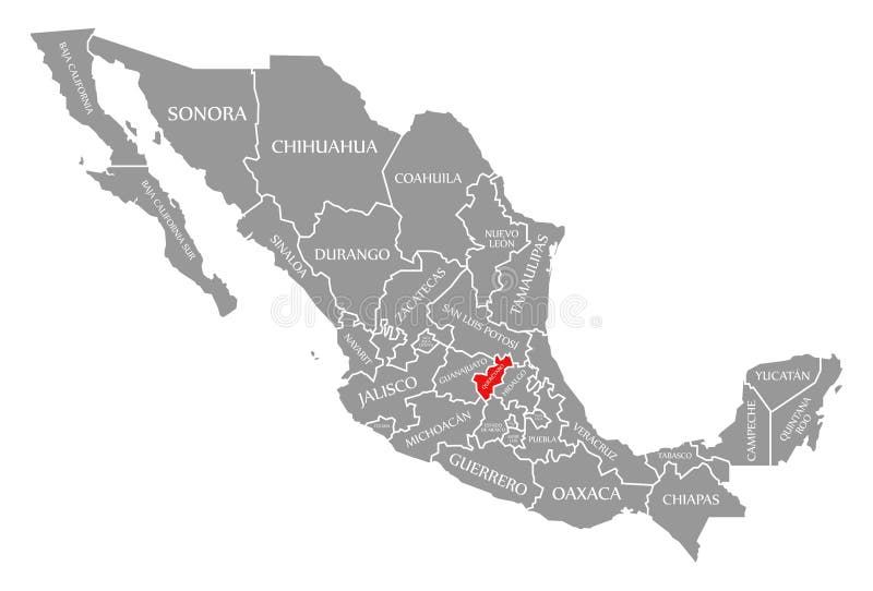 Queretaro Red Highlighted in Map of Mexico Stock Illustration ...