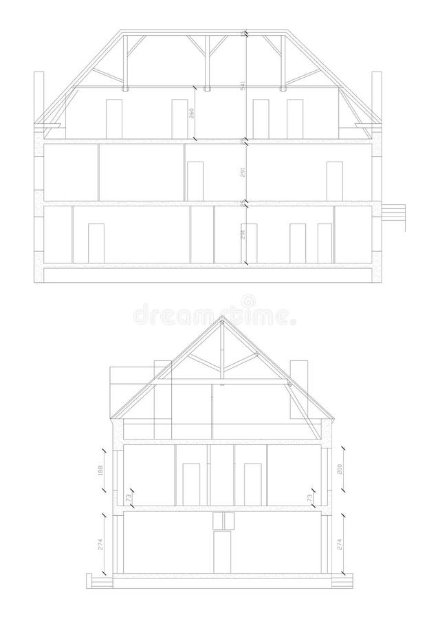 Querschnitt Gebildet Durch Ein Haus in CAD Stock Abbildung ...