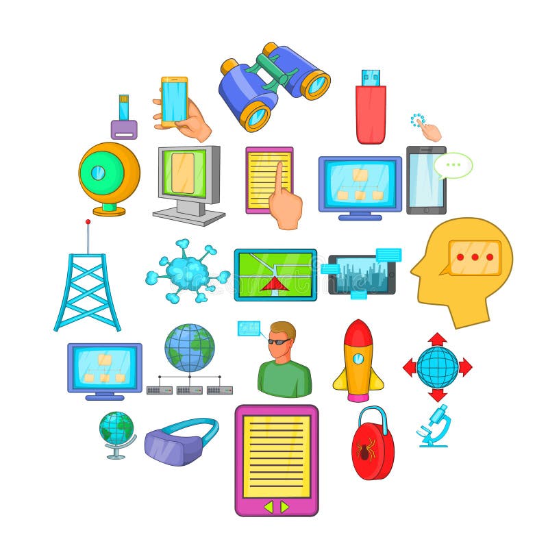 Querying Data Icons Set, Cartoon Style Stock Vector - Illustration of ...