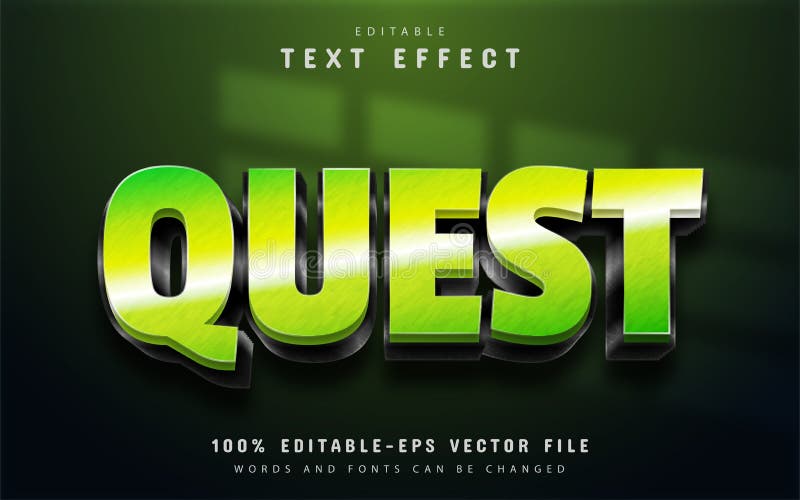 Quest 3d Text Effect Editable Stock Vector - Illustration of type ...