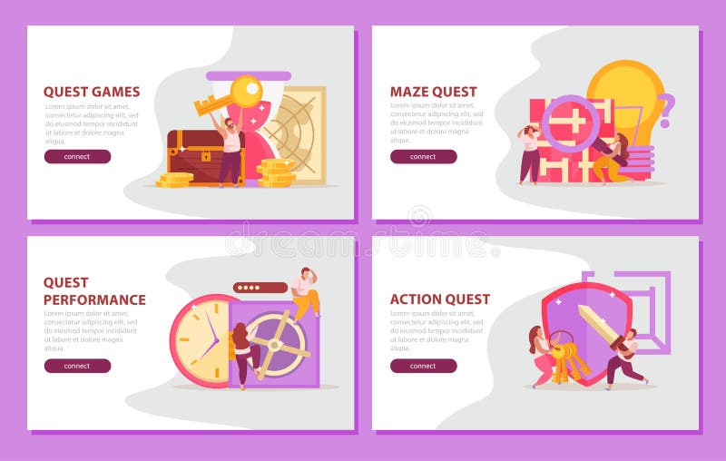 Quest Game Horizontal Banners Stock Vector - Illustration of component ...